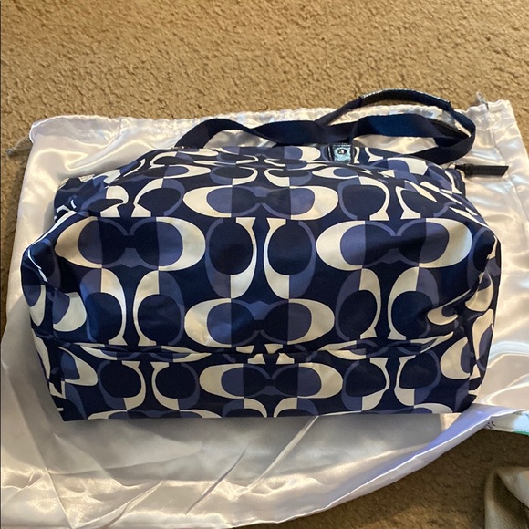 Coach | Bags | Coach Blue And White Geometric Tote Bag Nwot | Poshmark